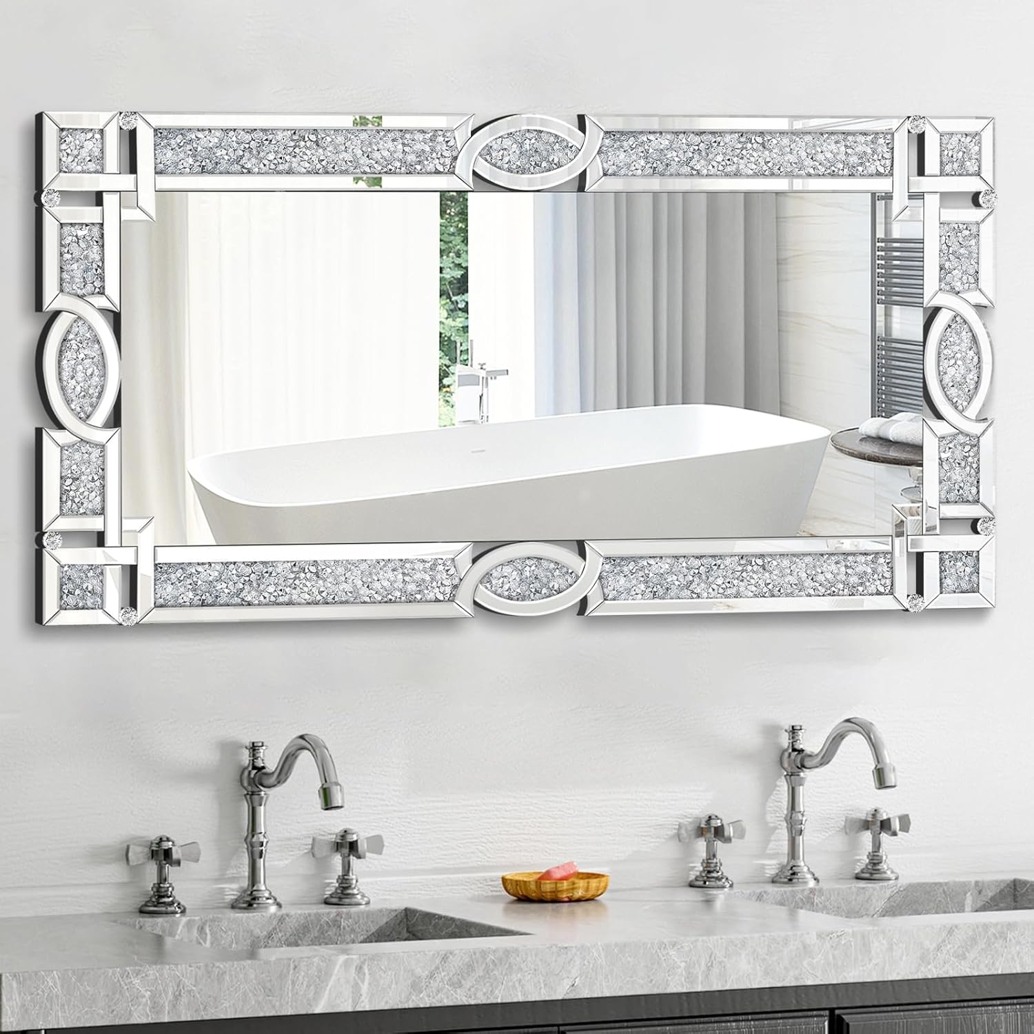 Amazon.com: Jesmaikor Crushed Diamond Mirrors for Wall Decor, 48''x24 ...