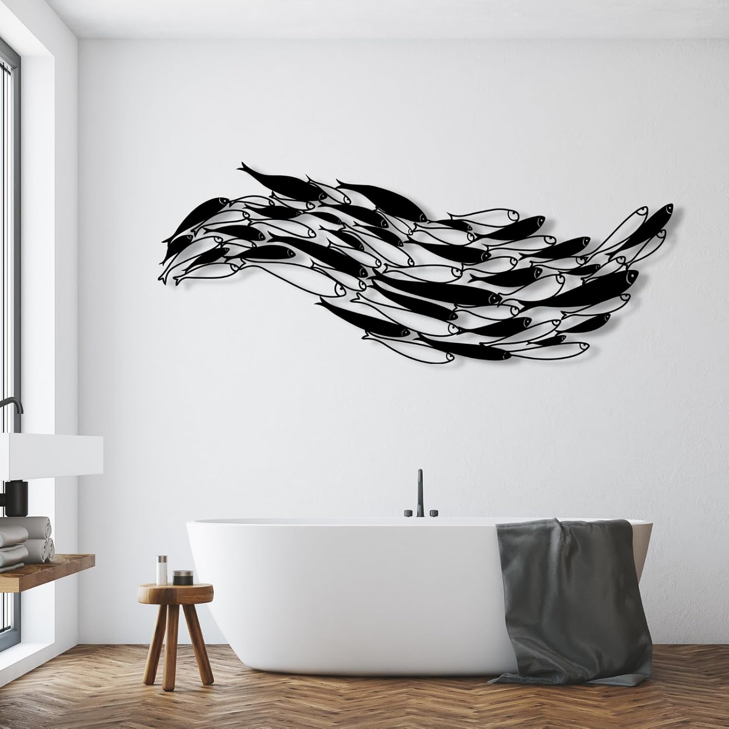 Amazon.com: School of Fish Metal Wall Decor, Metal Fish Wall Decor ...