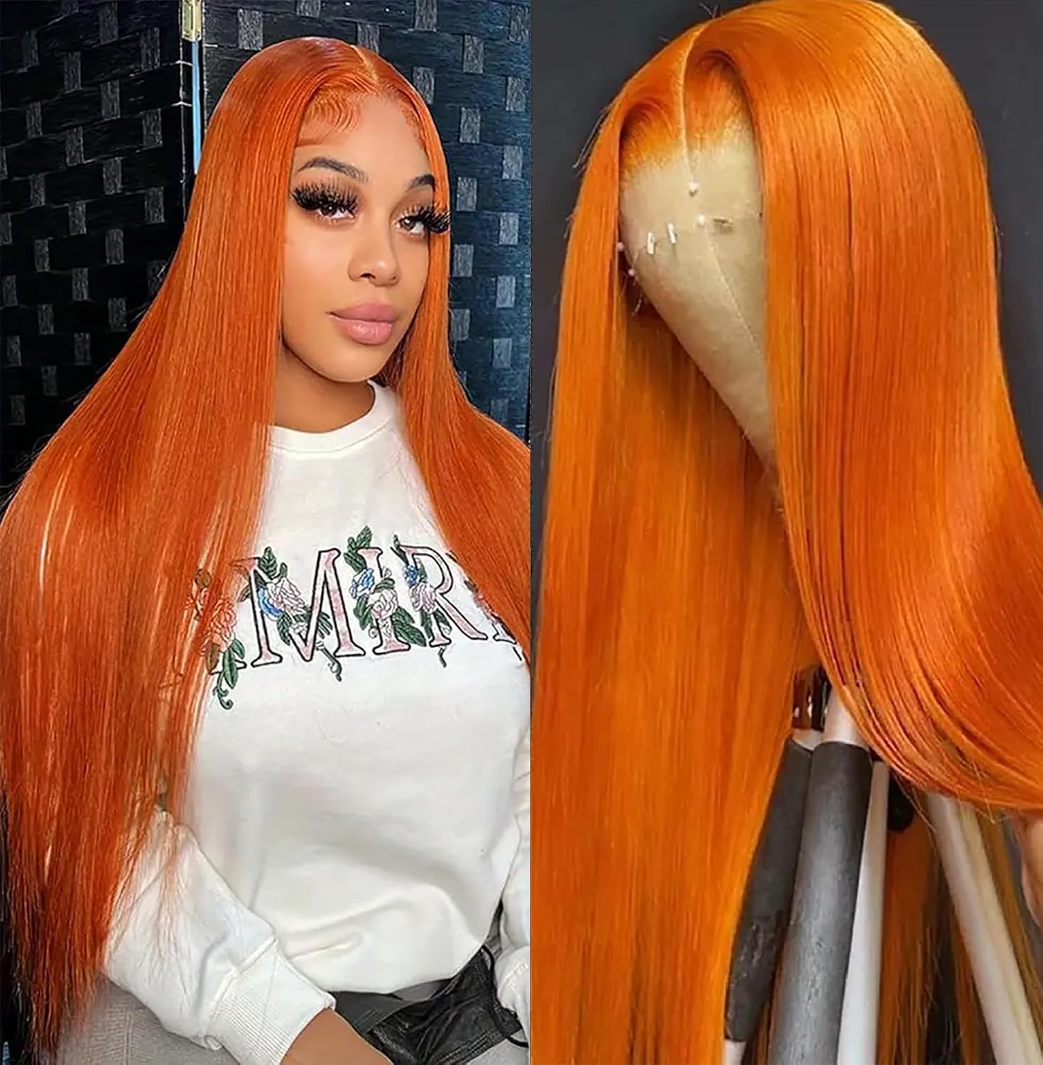 Amazon.com : Ginger Lace Front Wigs Human Hair 24inch 180% Density 13x4 ...