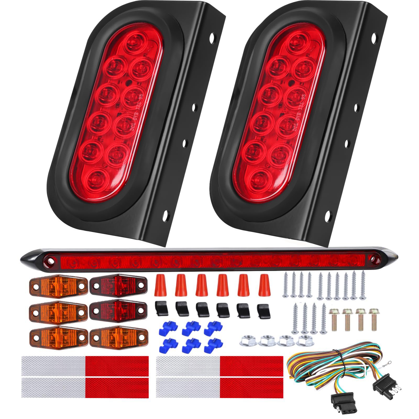 Snapklik.com : EXERAUO 6 Inch Oval Led Trailer Lights Kit