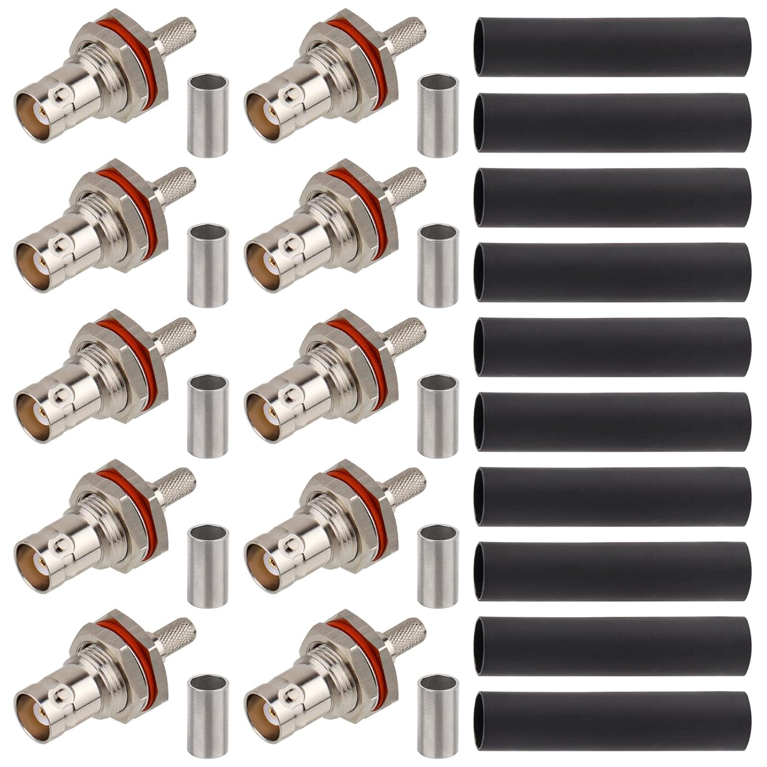 Amazon.com: MOOKEERF BNC Female Crimp Connector 10 PCS,BNC Female Bulkhead Jack Mount Connector ...