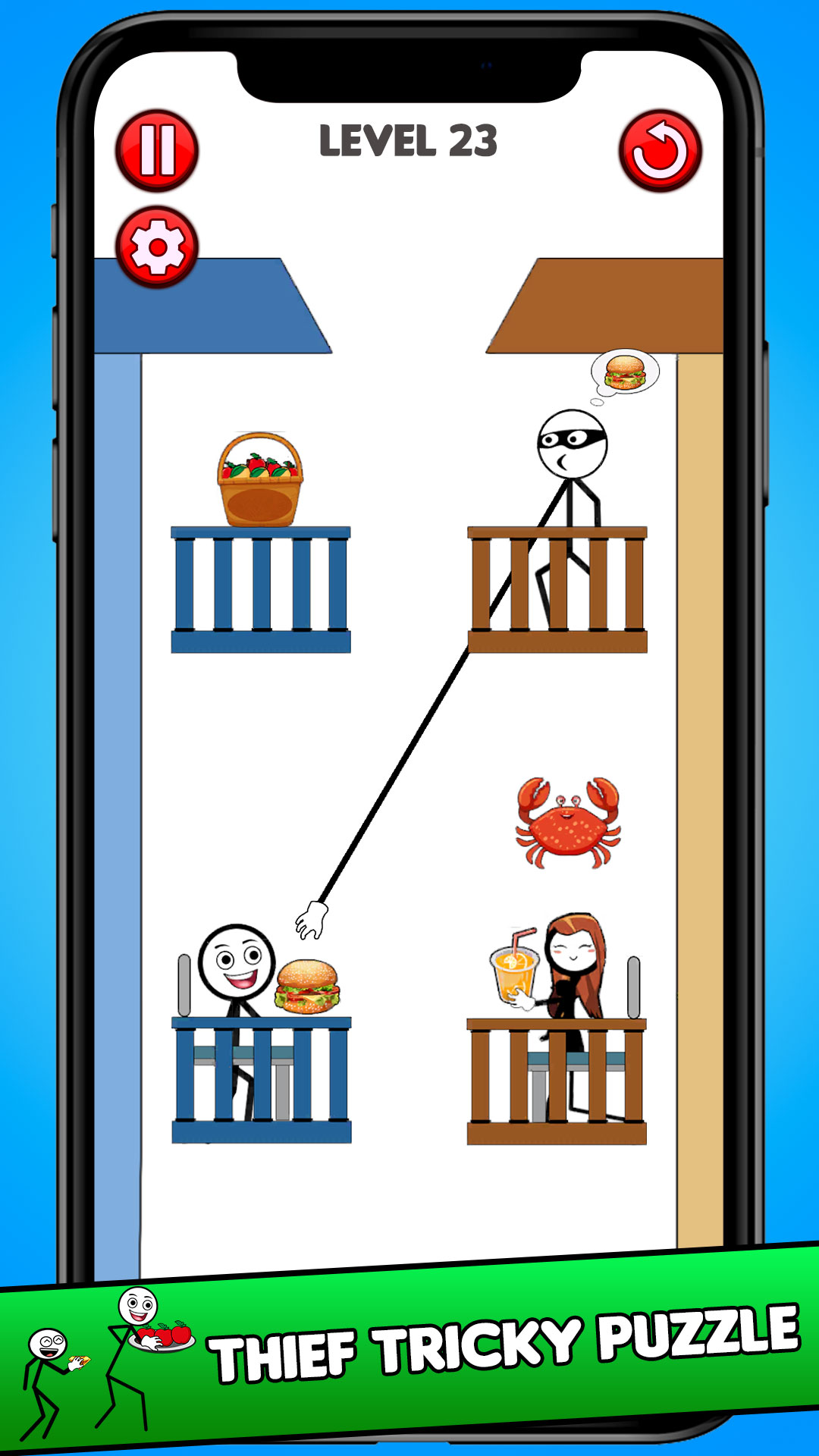 Thief Puzzle: Stickman Thief Robber Pass a Level Draw Brain Puzzle Game ...