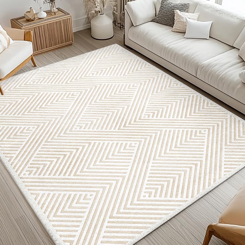 Amazon.com: Comfwell Beige Rug 5x7 Area Rug Non Slip Machine Washable ...