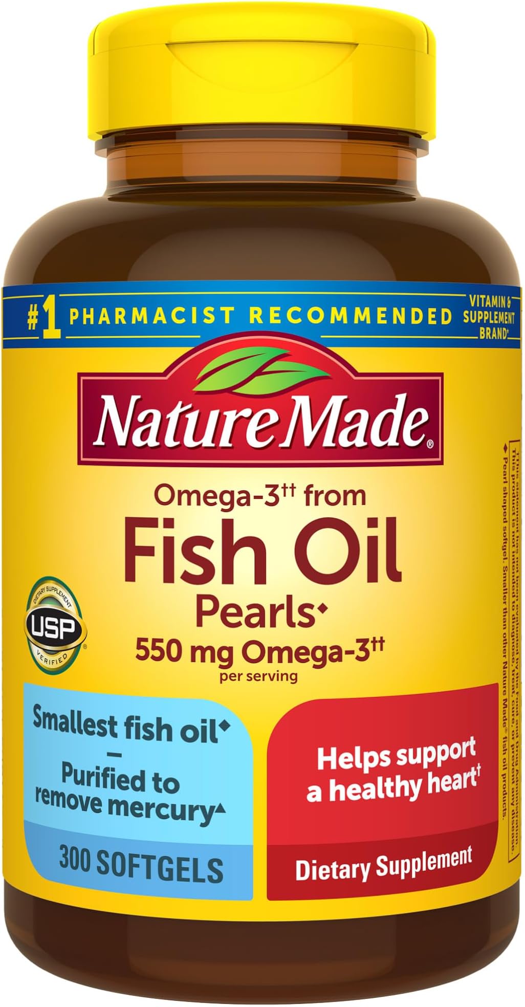 Amazon.com: Nature Made Omega 3 Fish Oil Supplements, 550mg Per Serving ...