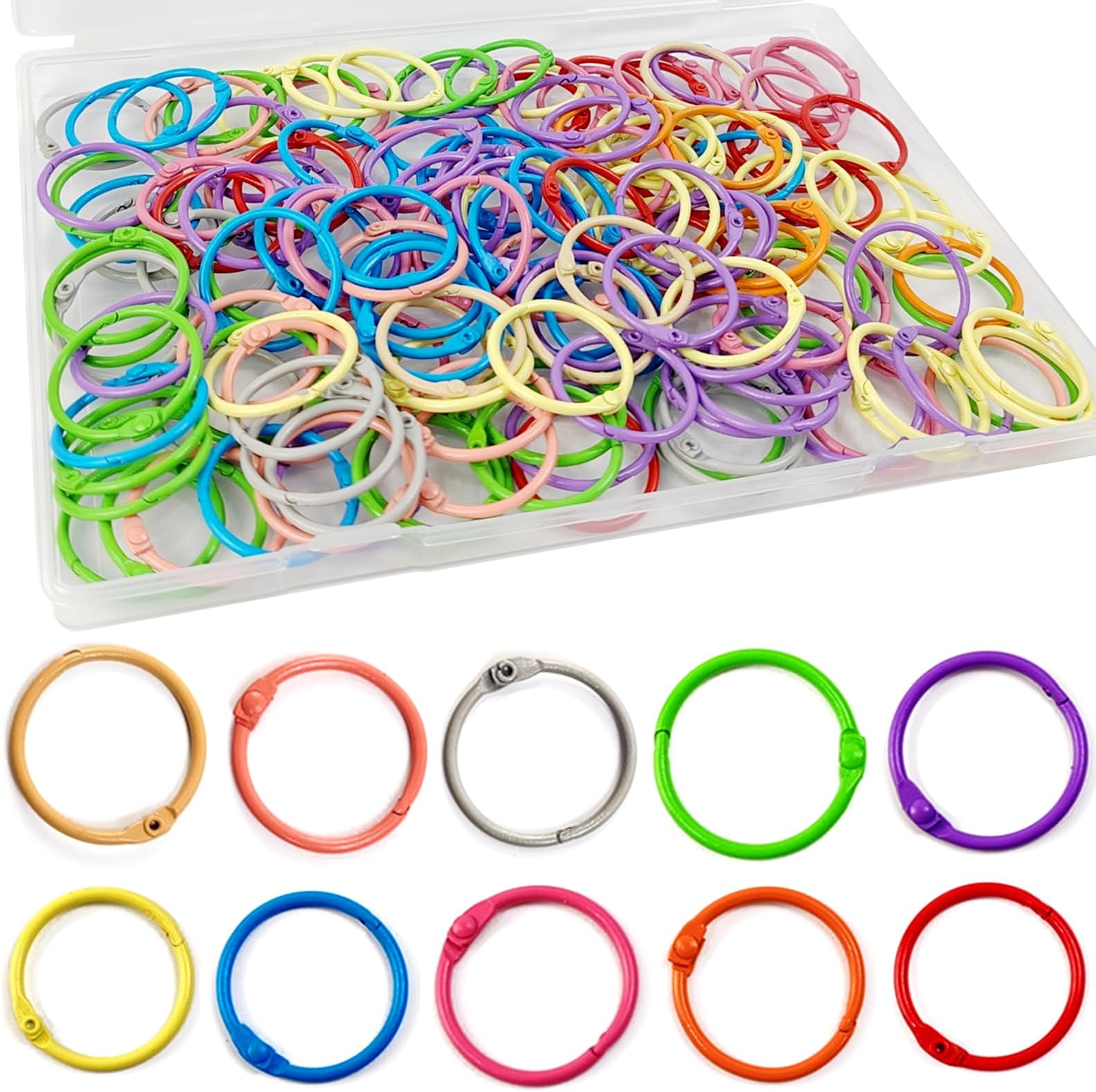 Amazon.com : 240 Pcs Loose Leaf Binder Rings, Colorful Metal Book Rings ...