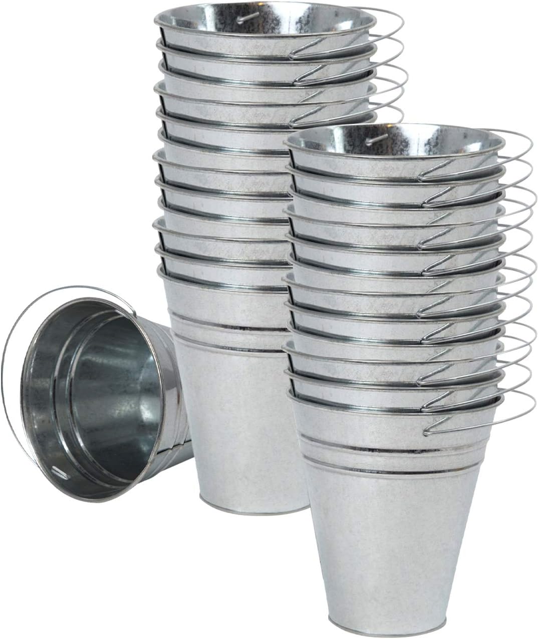 Amazon.com: ZEONHAK 20 Pack 4.5 x 5 Inches Galvanized Metal Buckets ...