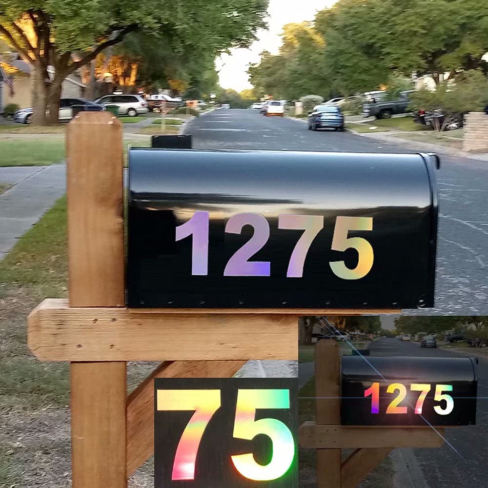 Snapklik.com : Reflective Rainbow Mailbox Numbers Sticker Decal Die Cut ...