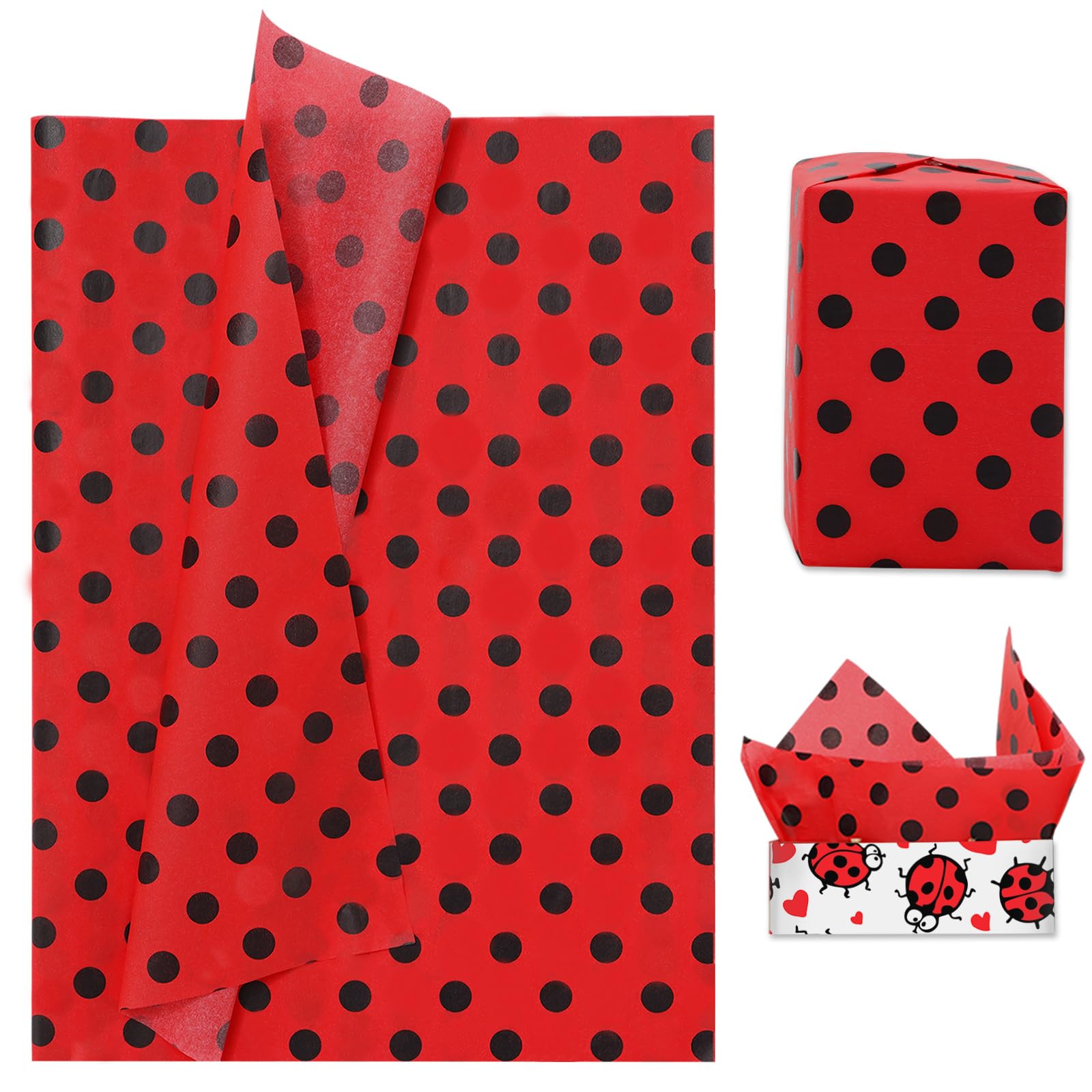 Amazon.com: Whaline 100 Pcs Polka Dot Tissue Paper Bulk Ladybug Gift ...