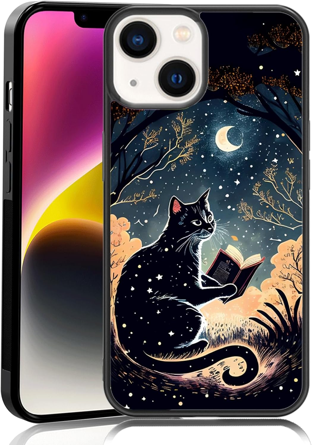 Amazon.com: MMYAJT Black Whimsical Cat Phone Case Compatible with ...