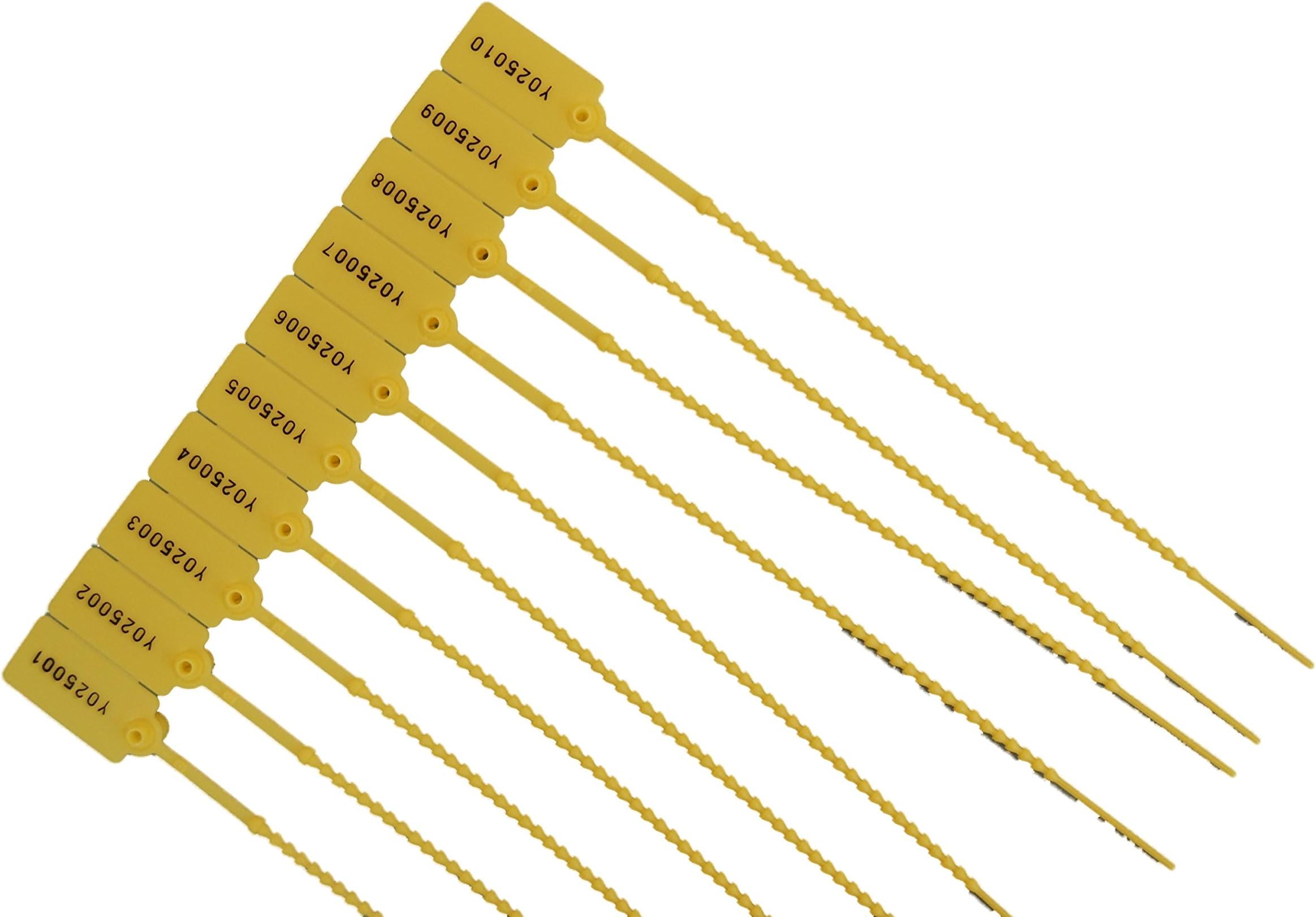 50 X YELLOW SECURITY TAGS NUMBERED PULL TIES SECURE ANTI-TAMPER SEALS ...