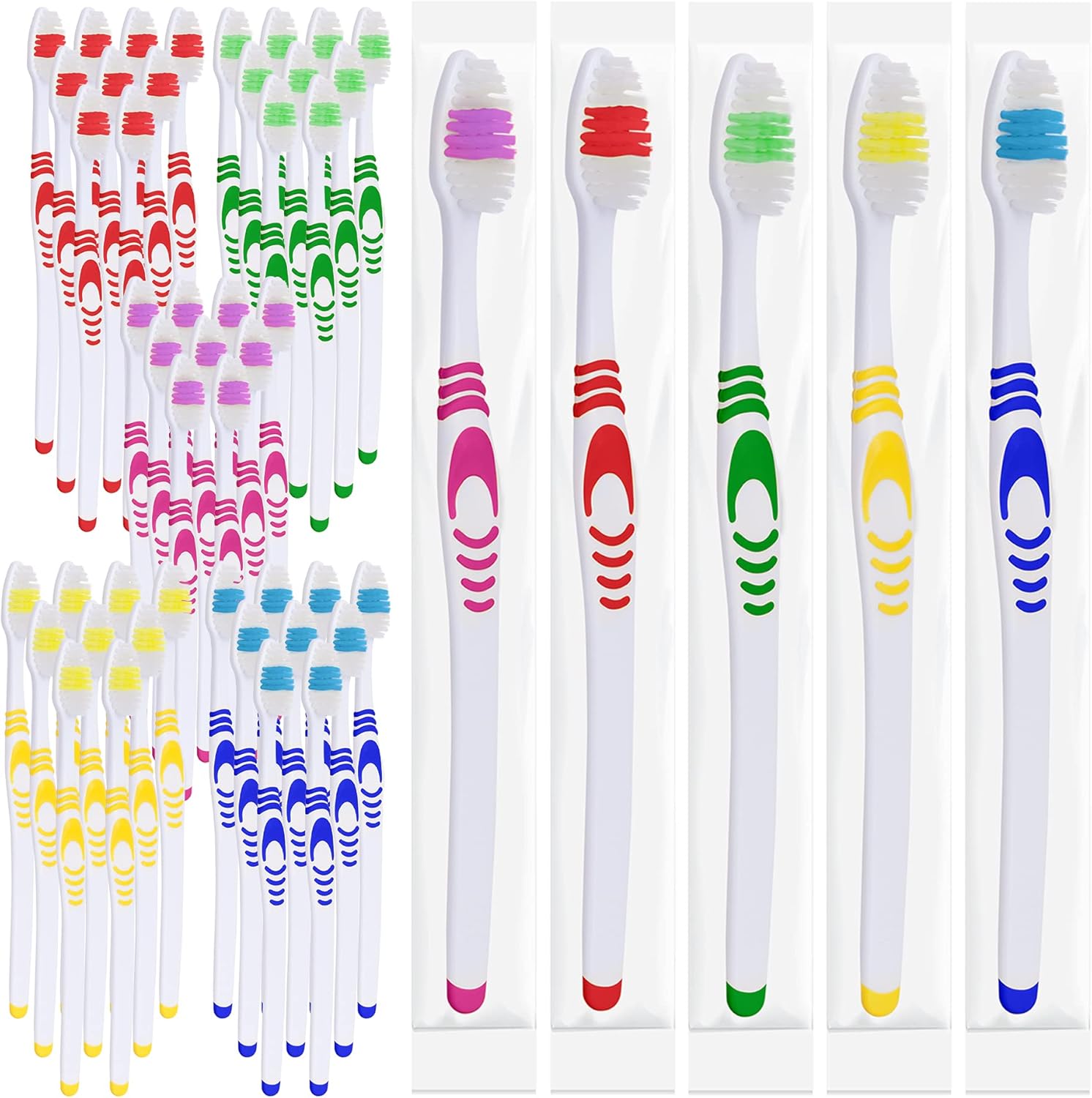 Amazon.com : Lingito 50 Bulk Travel Toothbrushes, Individually Wrapped ...