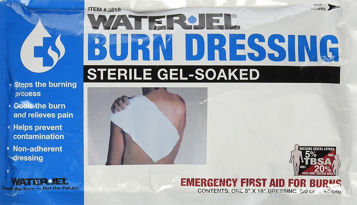 Amazon.com: Water Jel Emergency Burn Dressing, 8" x 18" : Health ...