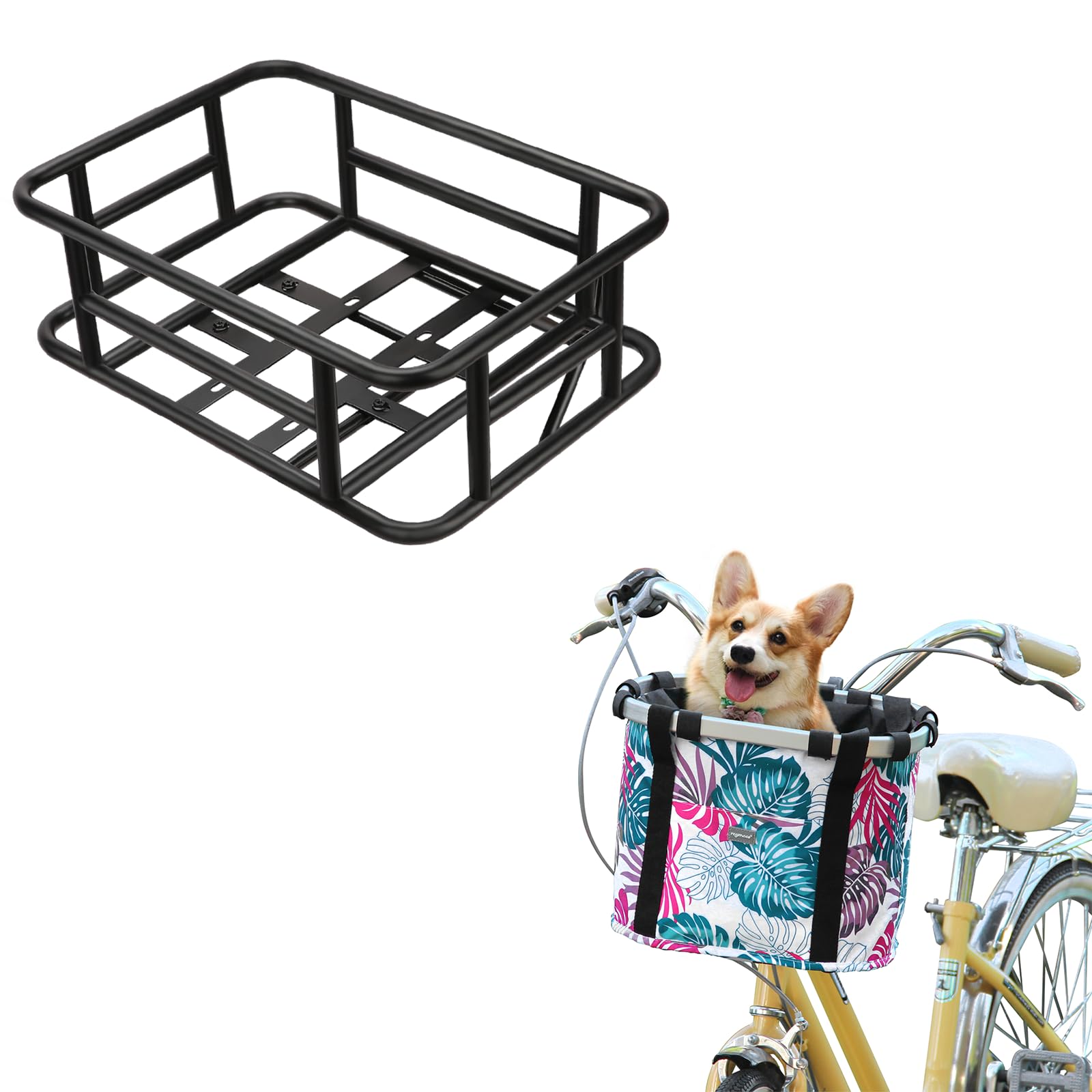 Amazon.com : RAYMACE Rear Rack Bike Basket with Cargo Net and Liner ...