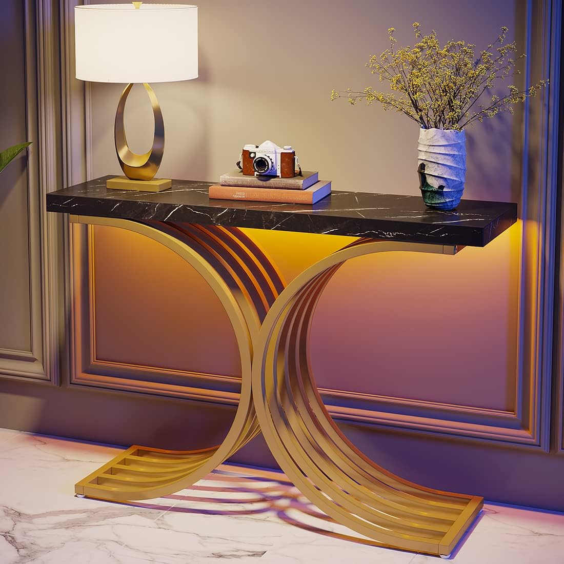 Amazon.com: Tribesigns Gold Entryway Console Table with Led Light ...