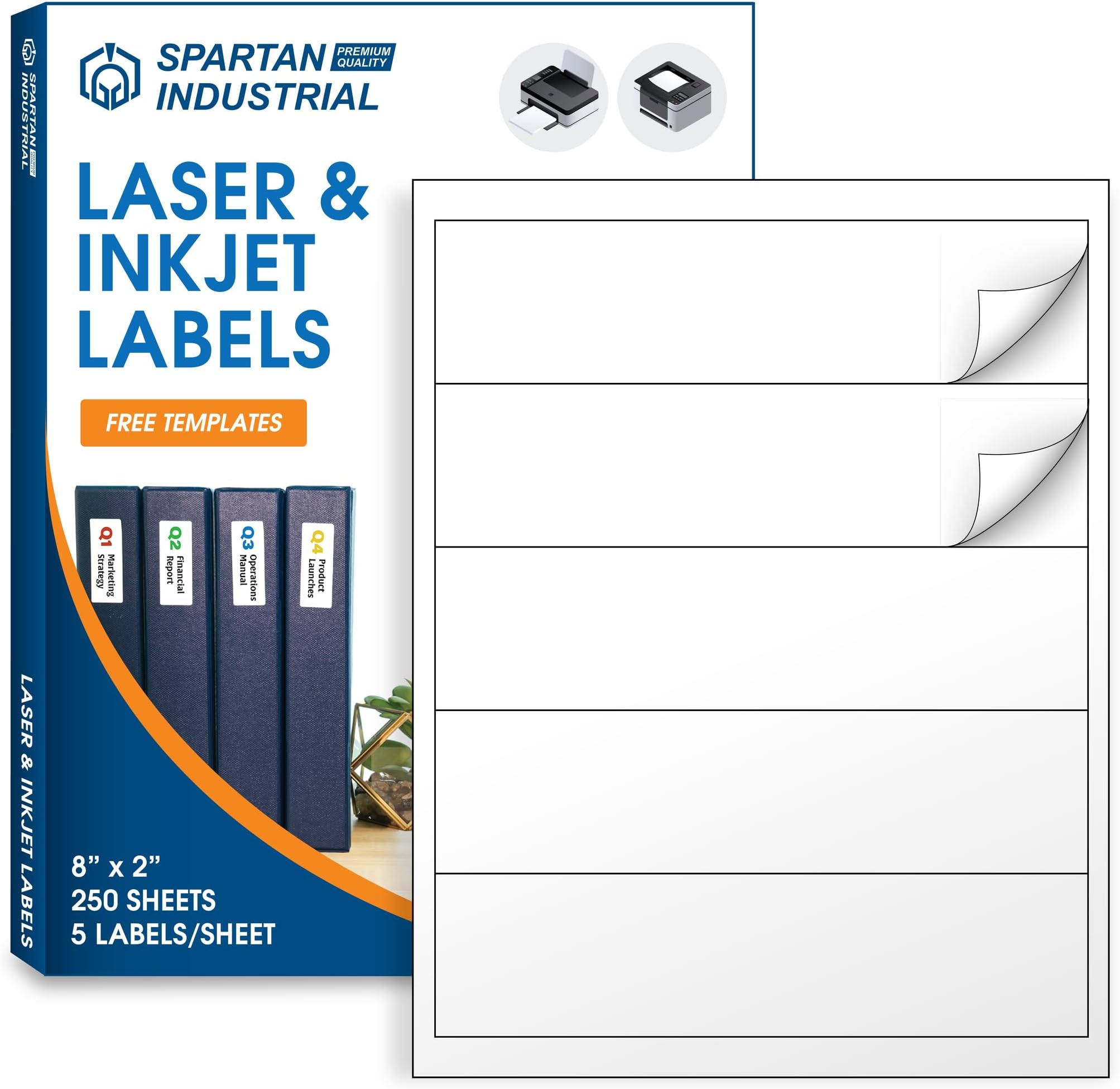 Amazon.com : 100 Label Outfitters® Labels 8 X 2 inch Large Labels, 5 ...