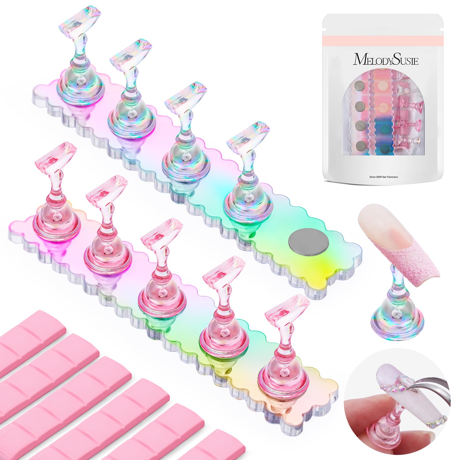 Amazon.com: MelodySusie Aurora Nail Stand for Press Ons, 2 Sets Acrylic ...