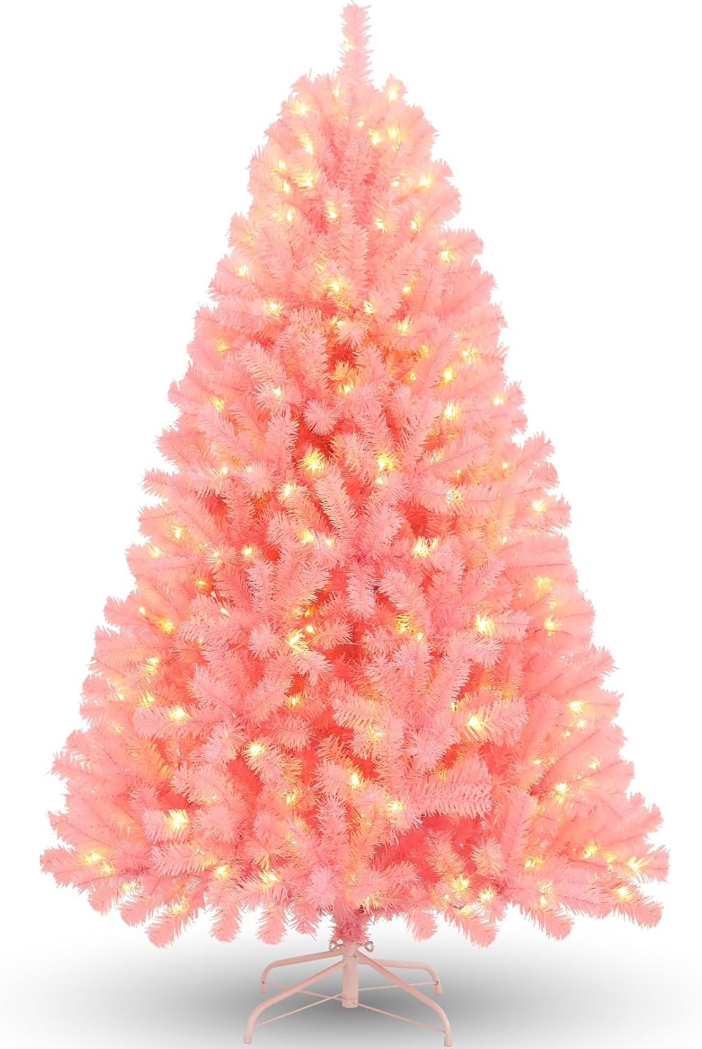 Amazon.com: 6FT Pre-Lit Pink Artificial Christmas Tree with Warm White ...
