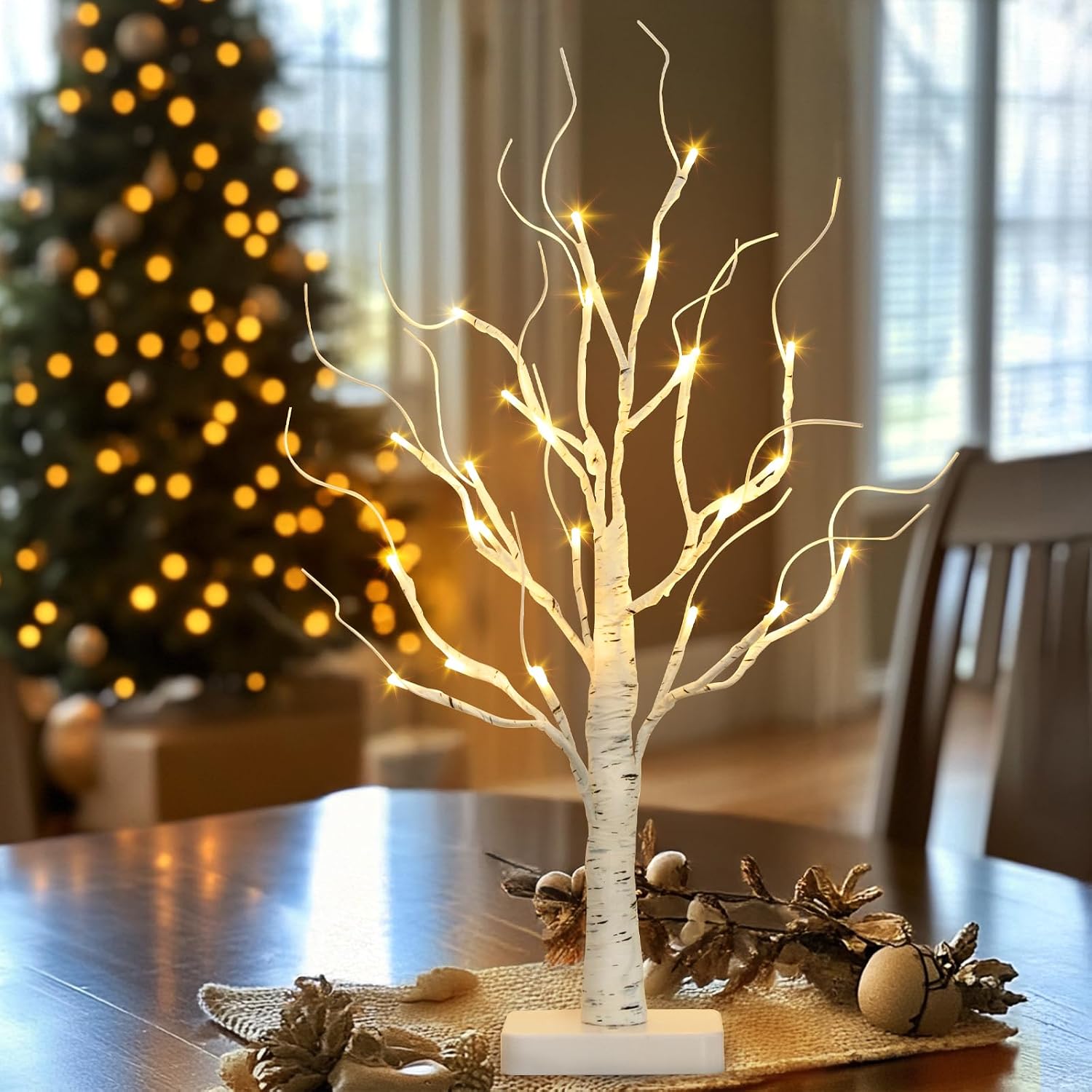 Amazon.com: EAMBRITE Birch Tree with Led Lights, White Christmas Tree ...