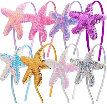Amazon.com: 8 Pcs Starfish Headbands Sequin Non-Slip Glitter Sea Star ...