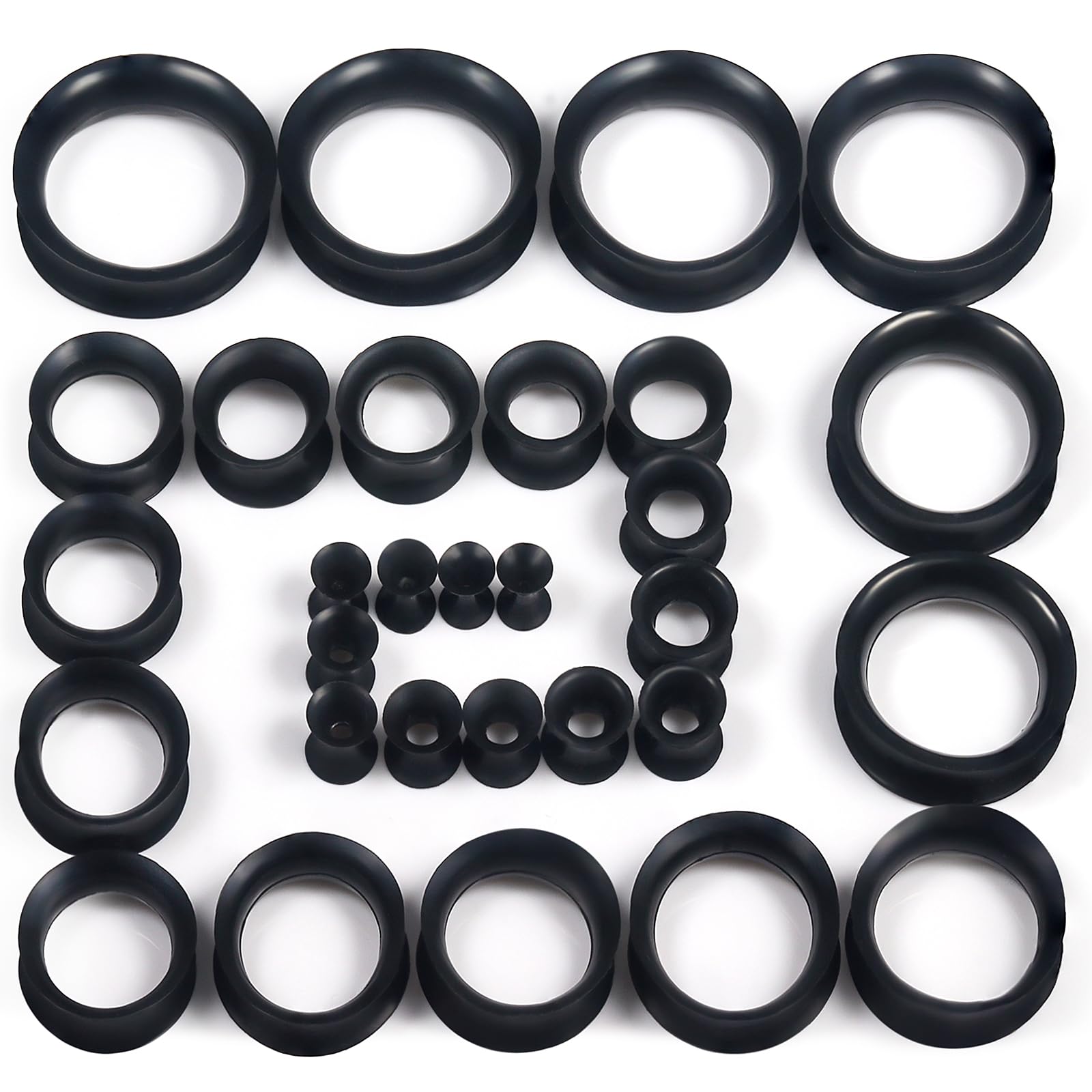 Snapklik.com : Black Silicone Ear Gauges Plug Tunnel Earring Ear ...