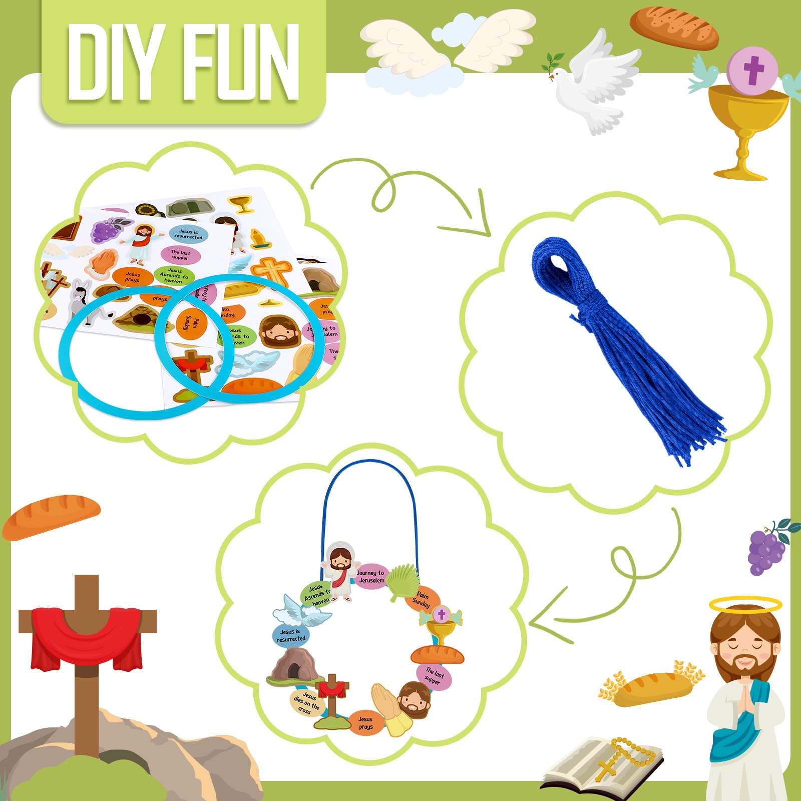 Snapklik.com : 24 Pcs Religious Easter Wreath Craft Kit Christian Make ...