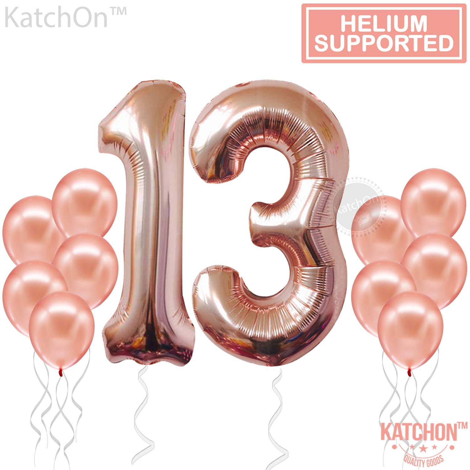 Rose Gold 13 Balloon Numbers - Large 40 Inch | Rose Gold Latex Balloons ...