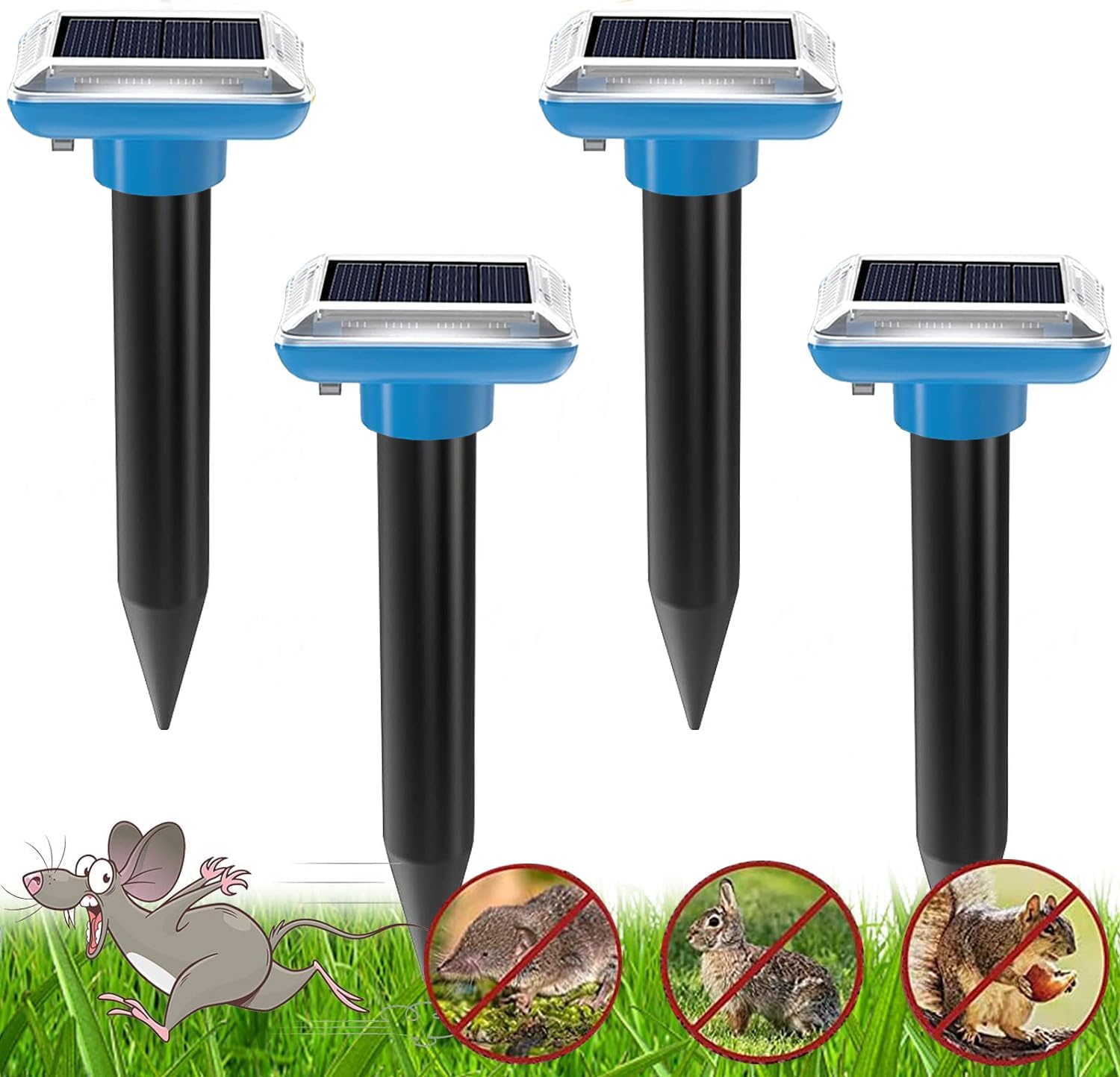 Mole Repellent for Lawns, Ultrasonic Mole Repellent Solar Powered, IP66 ...