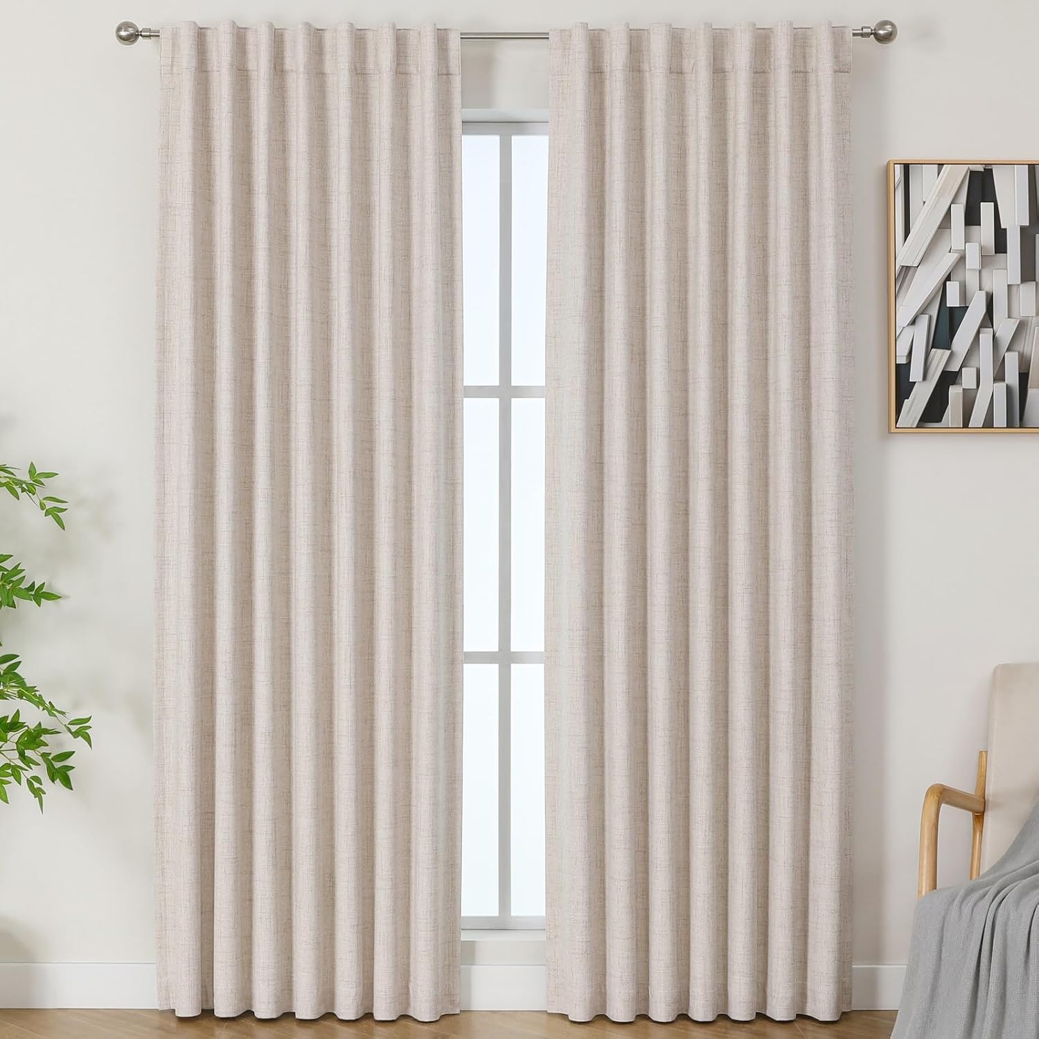 Amazon.com: Airwill Blackout Curtains 108 inches Long Natural Linen ...