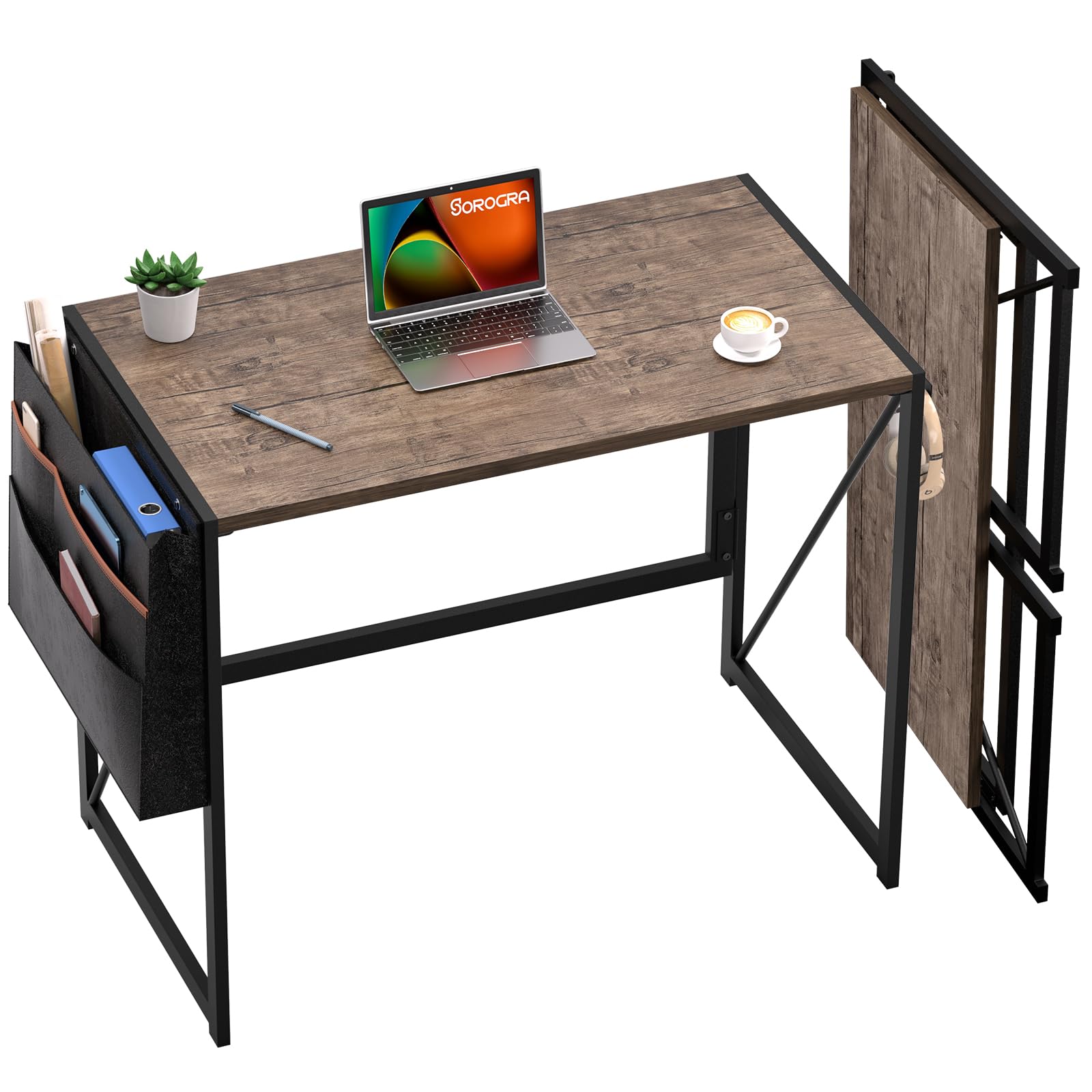 Amazon.com: SOROGRA Small Folding Desk, 31.5 Inch Spaces Saving ...