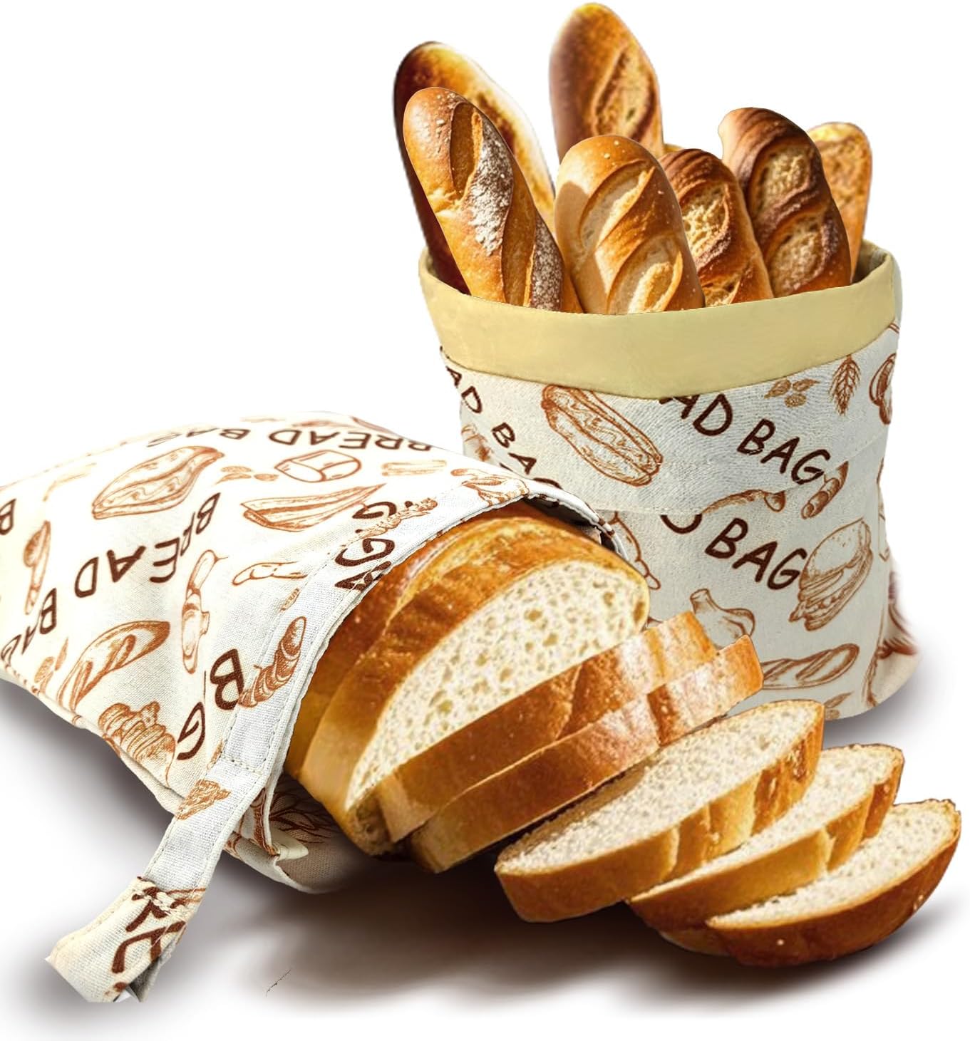 Amazon.com: 2 Pack Reusable Beeswax Food Wraps Bread Bags for Homemade ...