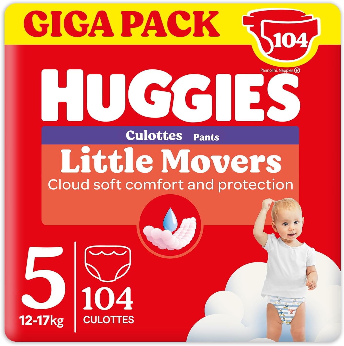 Huggies Little Movers Nappy Panty Size 5 (12-17 kg), Ultra Absorbent ...