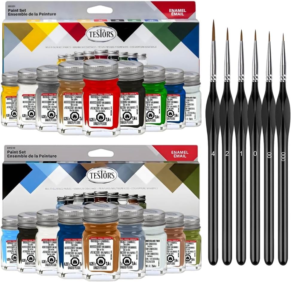 Amazon.com: Testors Enamel Model Paint Sets and 6 Paint Brushes - Camo ...