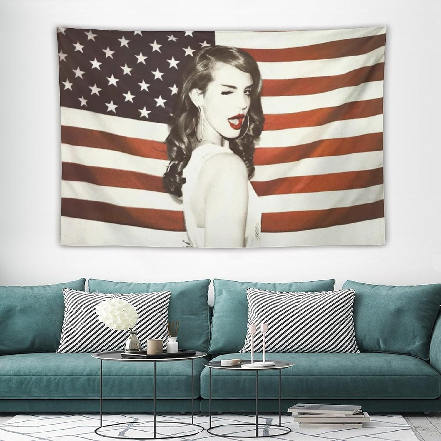 Amazon.com: AJIDUO Lana American Tapestry Flag for Home Del rey College ...