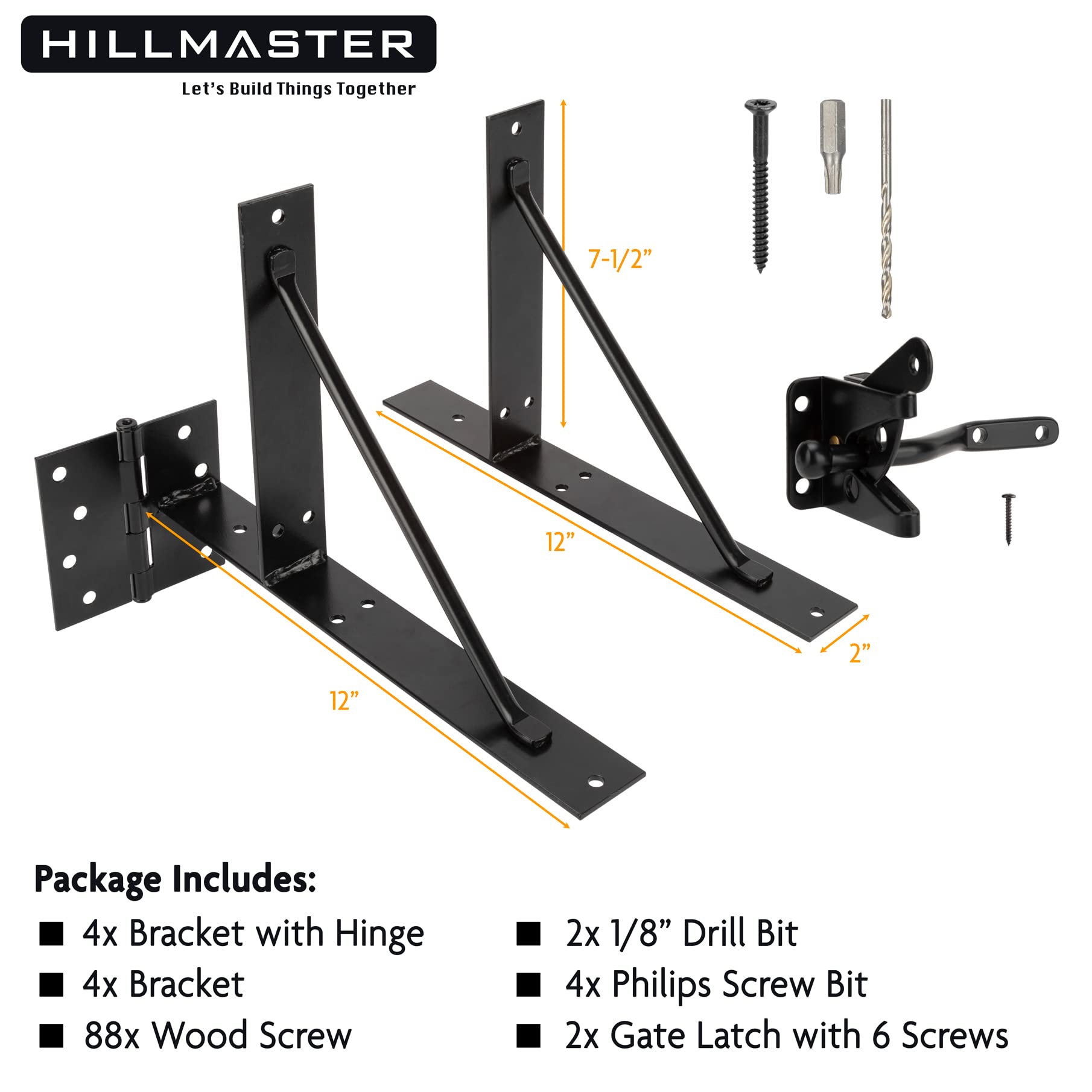 Snapklik.com : HILLMASTER 2 Sets Gate Corner Brace Bracket Heavy Duty Anti Sag Gate Frame Kit ...