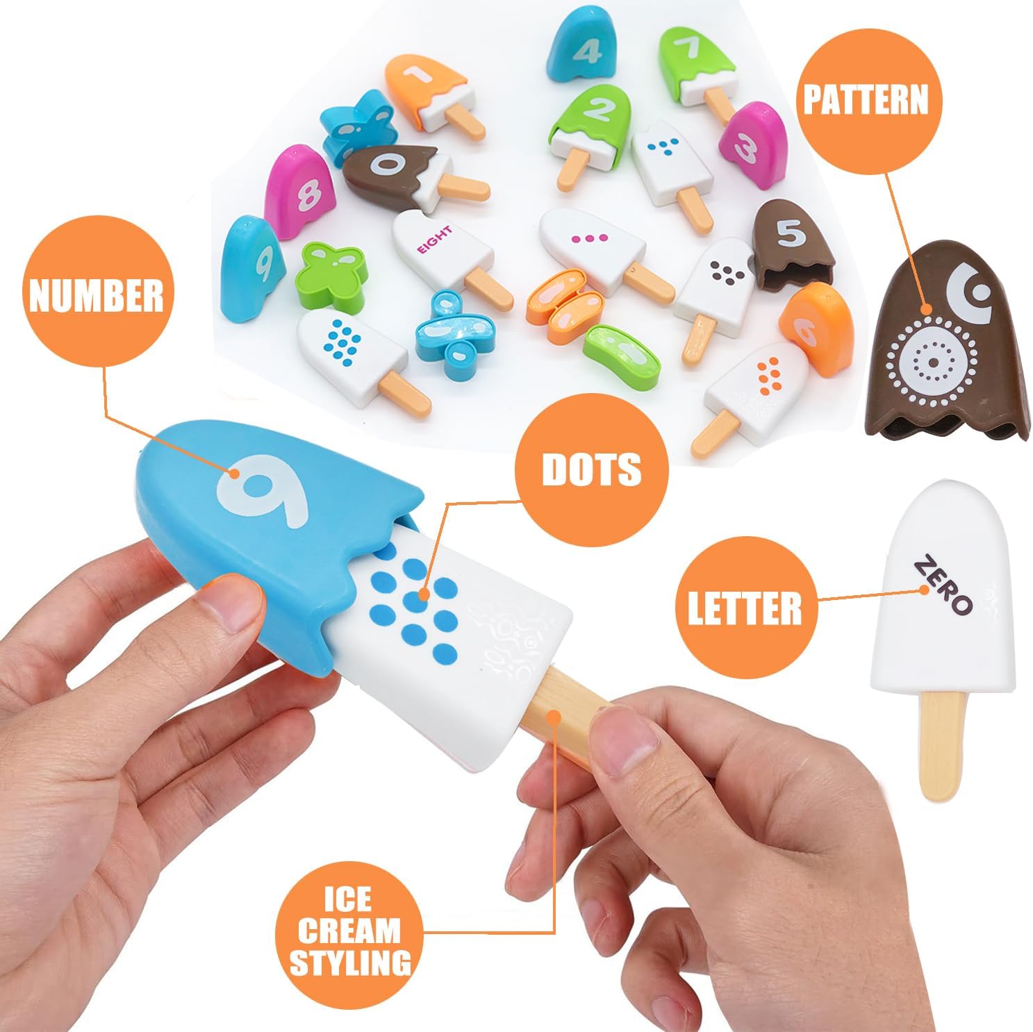 25 piezas de juguetes para contar números a juego de helados para niños ...