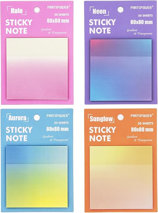 Gradient Transparent Sticky Notes, 8x8 cm See Through Notes for ...