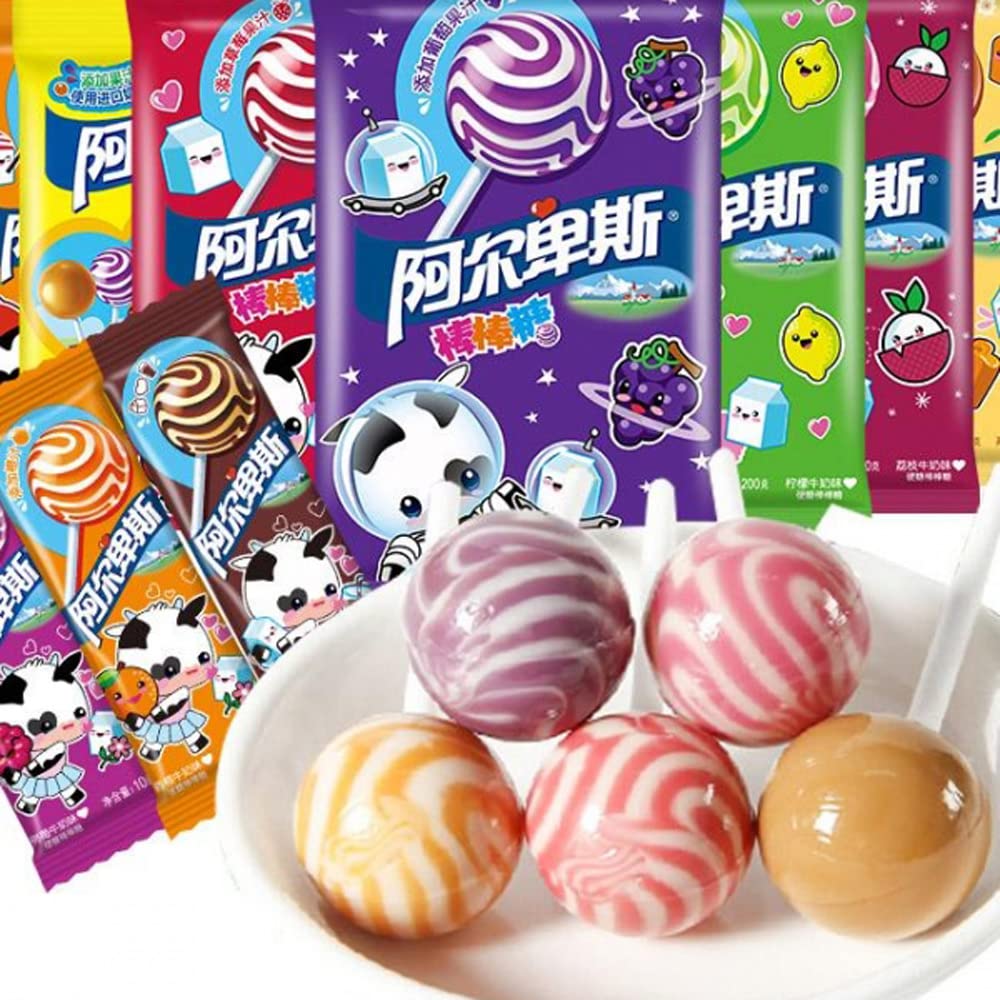 Amazon.com : 阿尔卑斯棒棒糖硬糖水果糖 Fruit lollipops Multi Flavors 10 Pieces ...