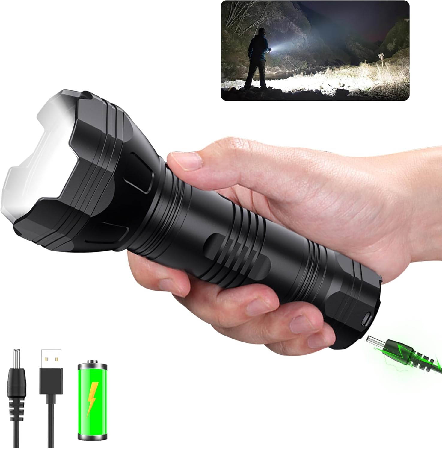 Rechargeable Flashlights, Bright Flashlights High Lumens for Home with ...
