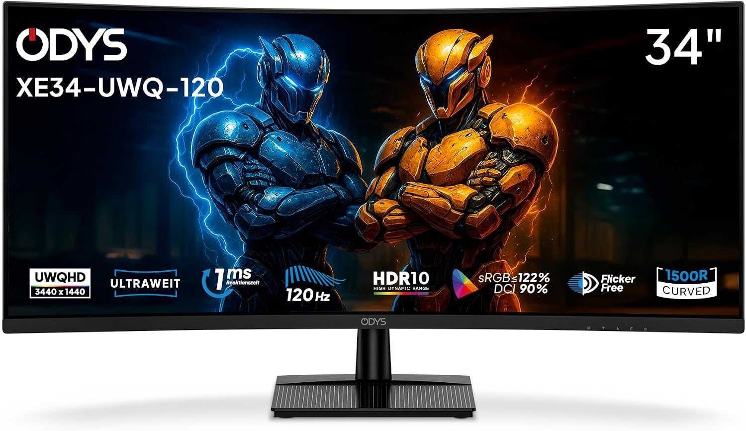 ODYS XE34-UWQ-120 Curved Gaming Monitor — 34 Zoll UWQHD , 120 Hz, 1ms ...