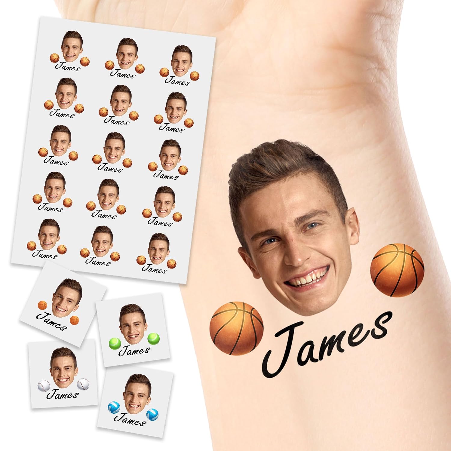 Amazon.com : Personalized Temporary Tattoos, Custom Face Tattoos for ...