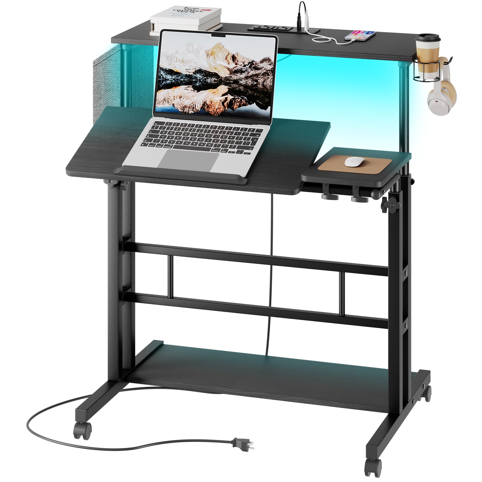 Amazon.com: Dripex Mobile Standing Desk with Power Outlets & Strip ...