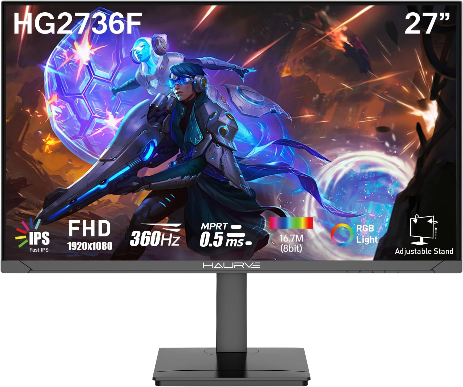 Amazon.com: Haurve 27" FHD 1920x1080 360Hz Gaming Monitor - HDMI x2, DP ...
