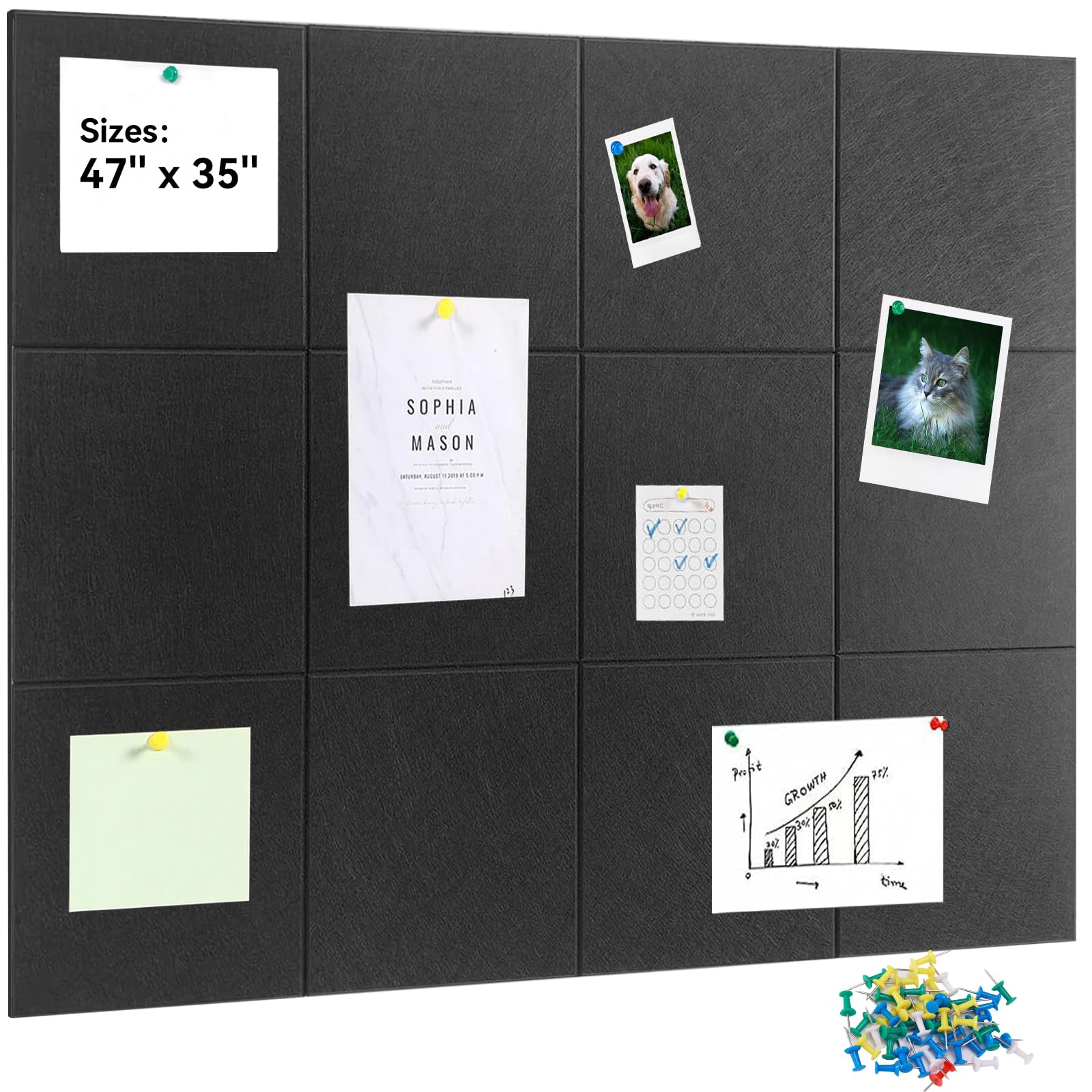 Amazon.com : CAMXTOOL Large Cork Board Wall, 47"x35" 12 Pack Bulletin ...