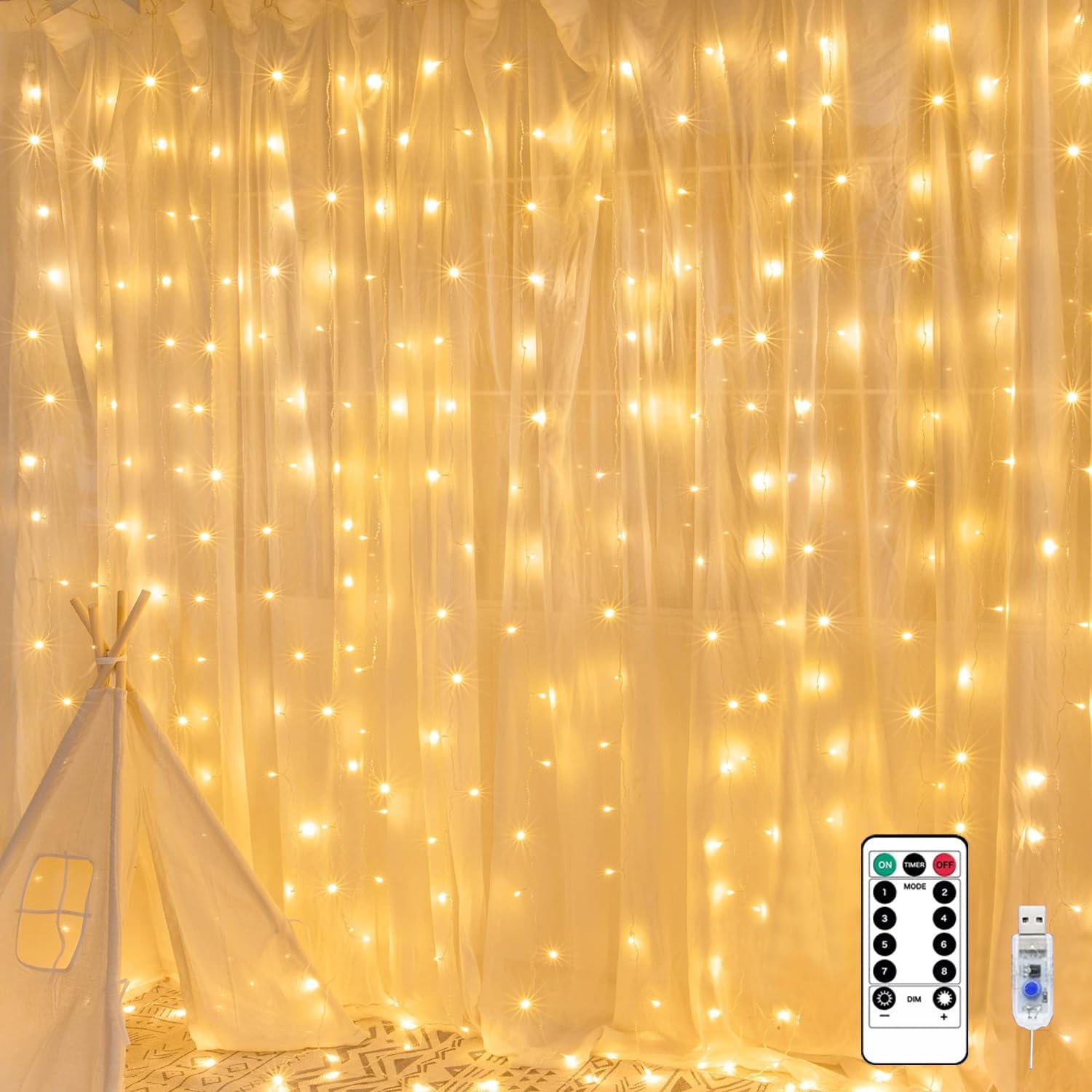 Joyfuny 2025 New Fairy Curtain Lights for Bedroom 3m x 3m 300 LED ...