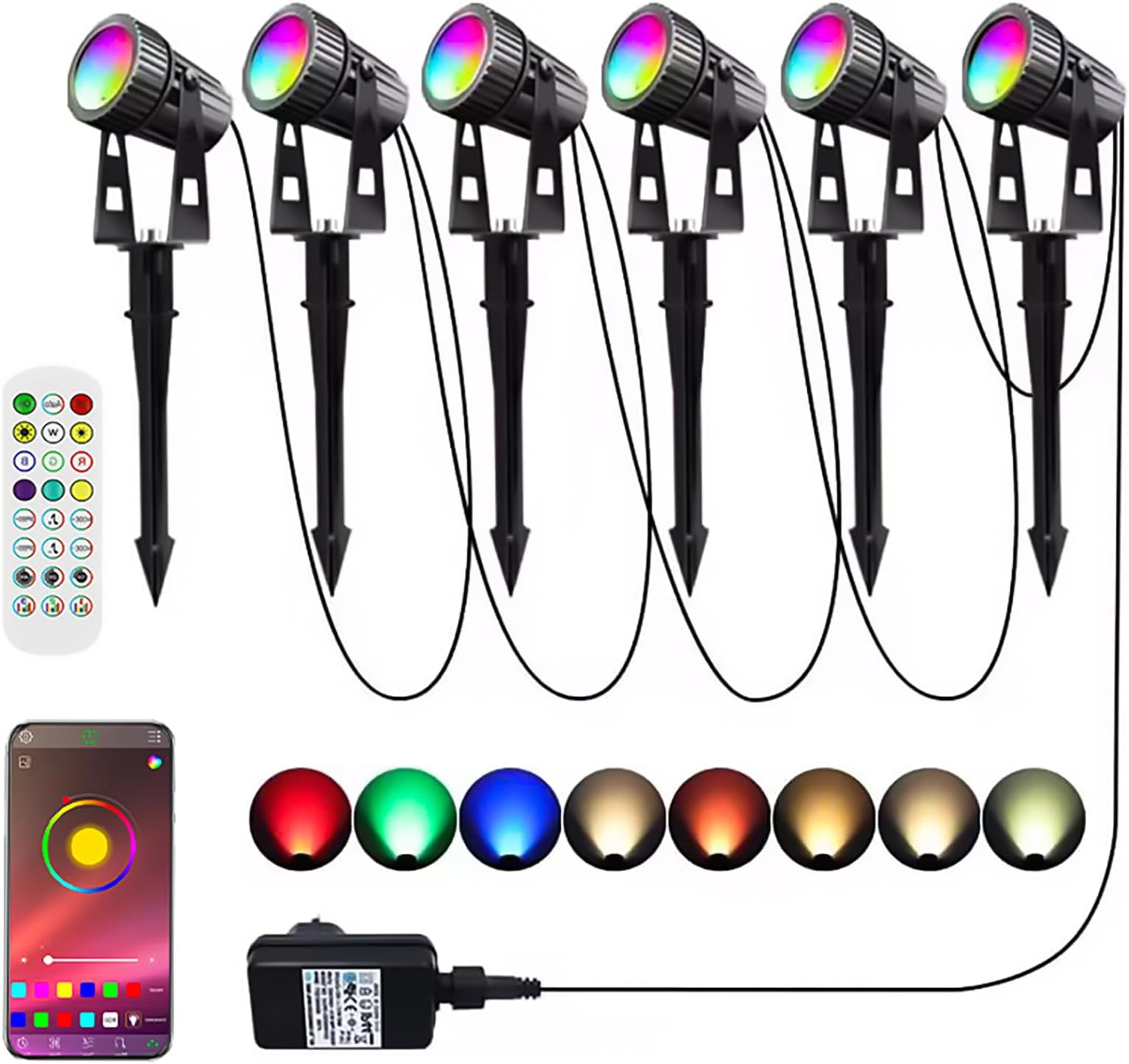 6 focos de jardín LED RGBW APP Control, Inteligente iluminación de ...