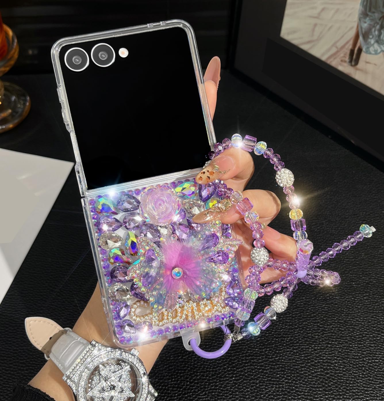 Amazon.com: for Samsung Galaxy Z Flip 7 Bling Case Luxury Cute Shine ...