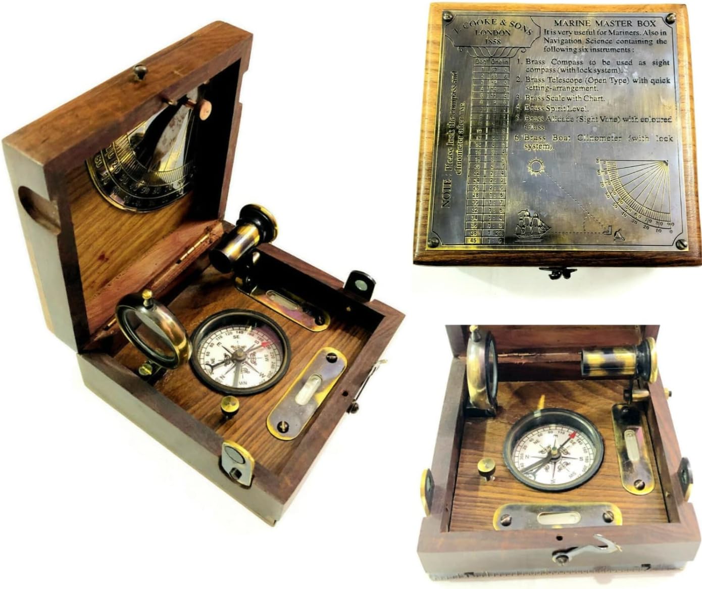 Amazon.com: Qarzun Alidade Scale Chart Vintage Instrument Box Antique ...