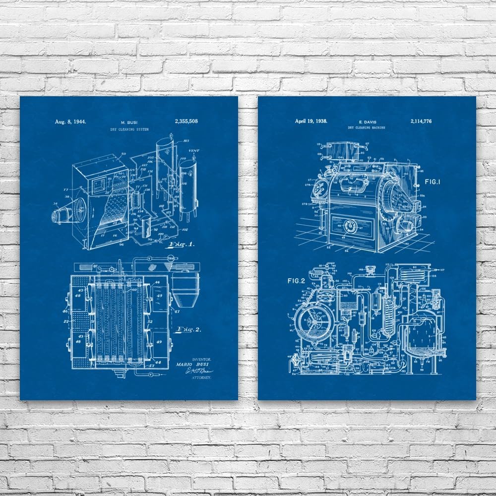 Amazon.com: Dry Cleaning Patent Prints Set of 2 (11x14), Laundry Room ...