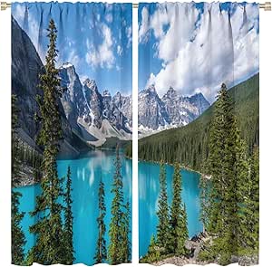 Amazon.com: Lake Blackout Curtain, Nature Mountain Forest Scenic ...