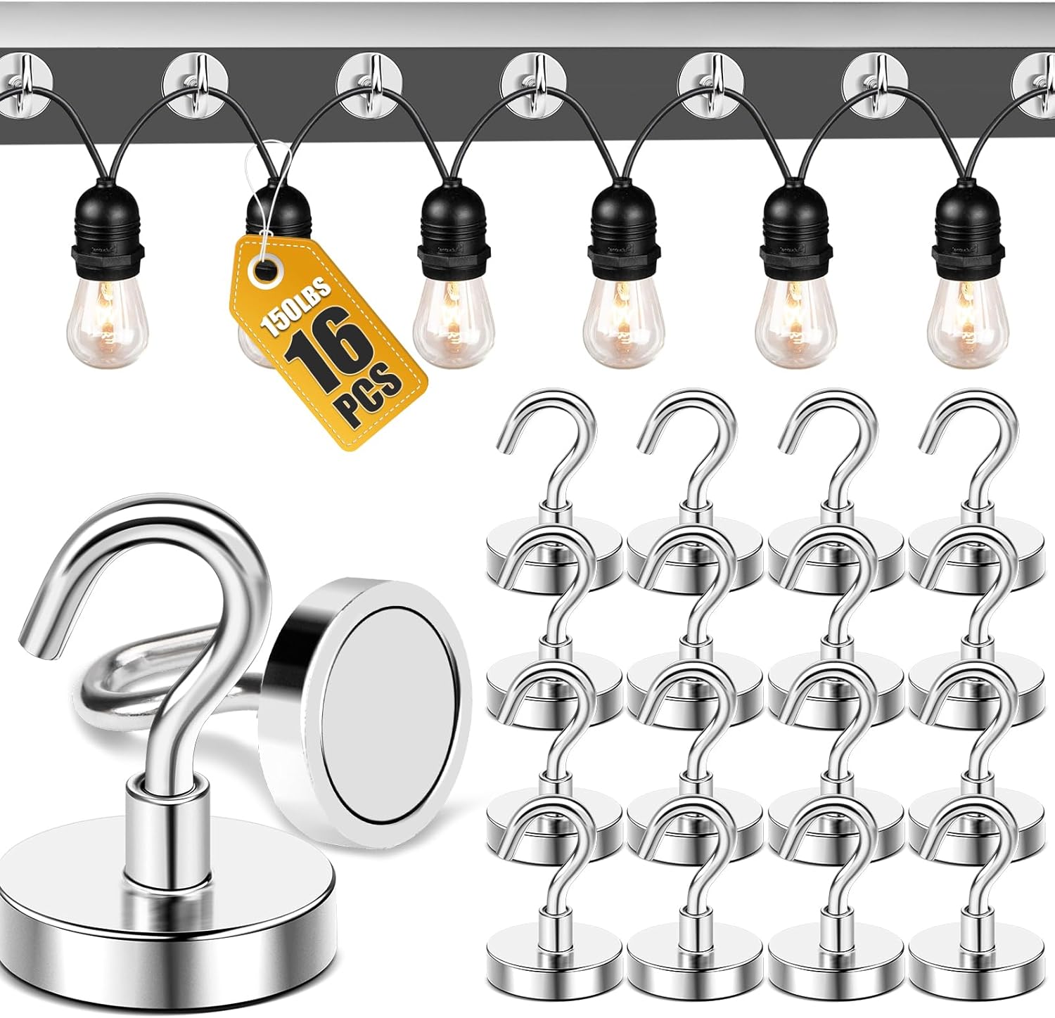 Amazon.com: DIYMAG Outdoor Hooks for Hanging String Lights, Magnetic ...